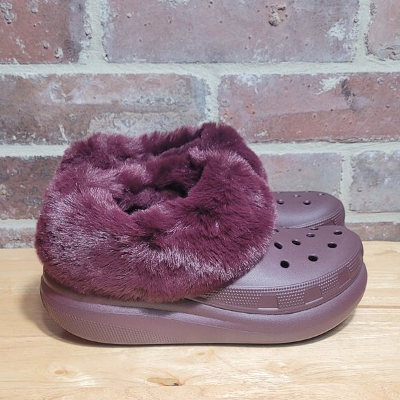 CROCS | Shoes | New Crocs Unisex Classic Furever Crush Lined Clog Dark Cherry Sz M6 W8 Womens 8 ...